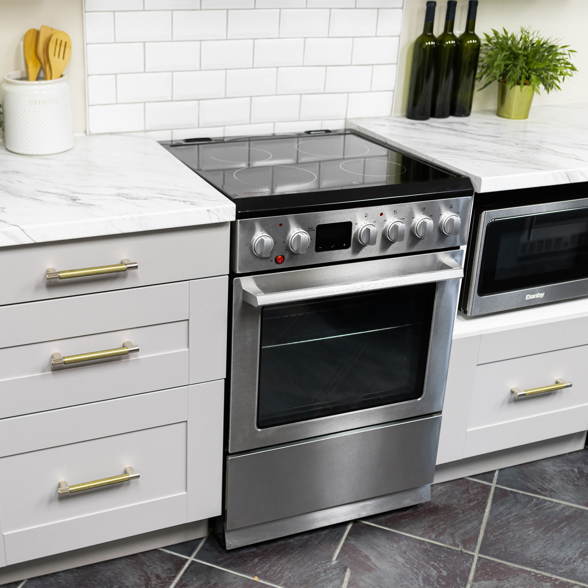 Slide in electric range store